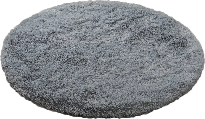 TZ Šedý kulatý koberec typu „shaggy“ Lana Rozměr: 80 cm