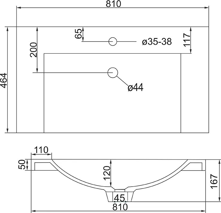 Mereo Mereo, Opto, koupelnová skříňka s umyvadlem z litého mramoru 81 cm, bílá, dub, bílá/dub, černá, CN931M
