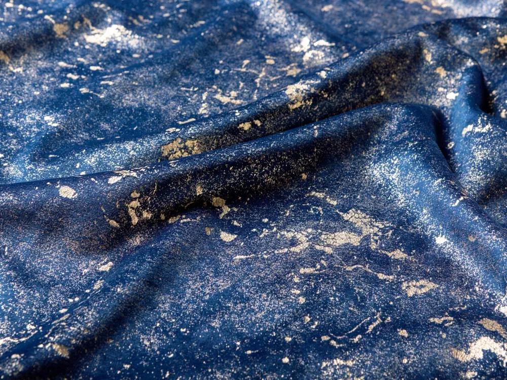 Biante Velký sametový čtvercový ubrus Isabela IBL-005 Gold Design královsky modrá 240x240 cm