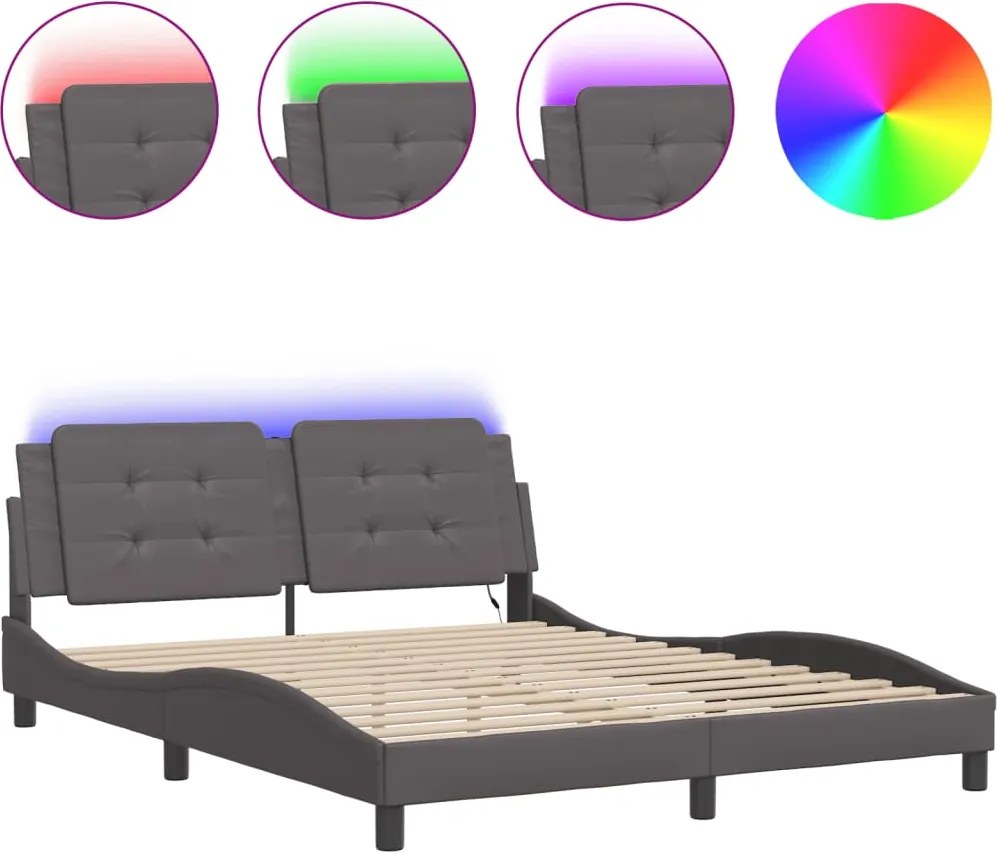 Rám postele s LED bez matrace Zadar šedý 160 x 200 cm 3214120