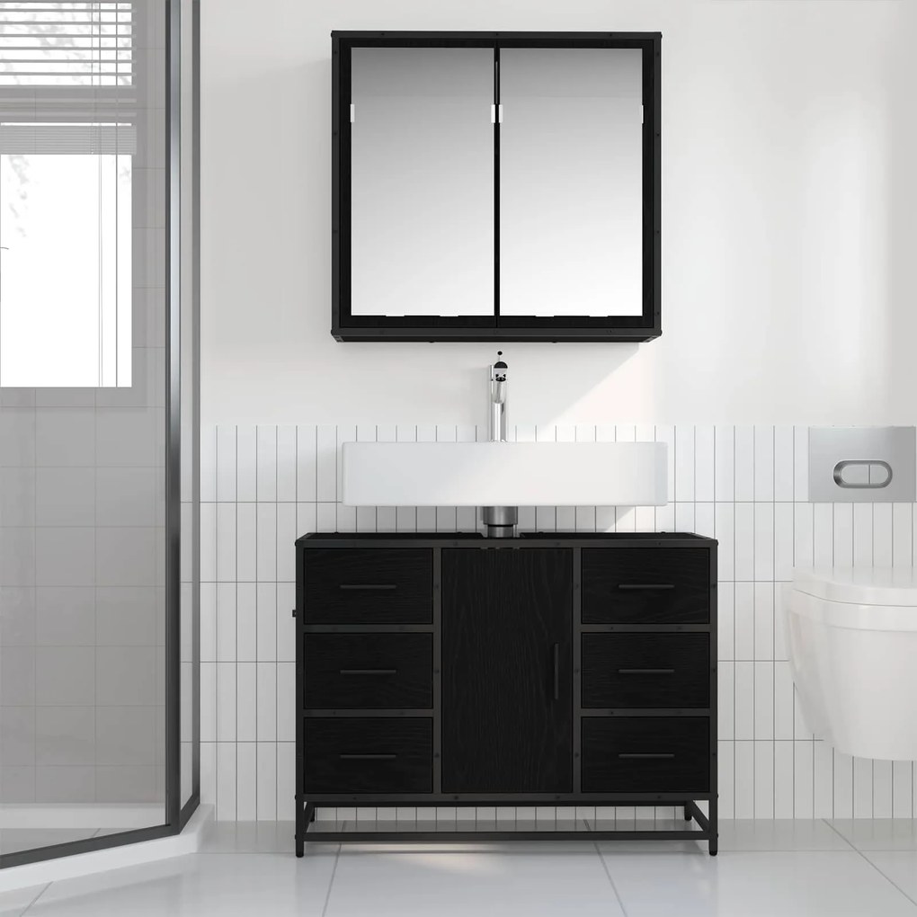 Sada koupelnového nábytku 2 ks Černý dub 80 x 33 x 60 cm 3402431