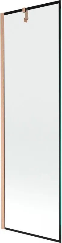 Mexen Next, 1-křídlová vanová zástěna 60 x 150 cm, 6mm čiré sklo - černý vzor, měděná matná, 895-060-000-00-70-65
