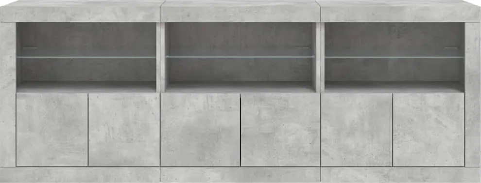 Příborník s LED osvětlením betonově šedý 181,5 x 37 x 67 cm 3209005