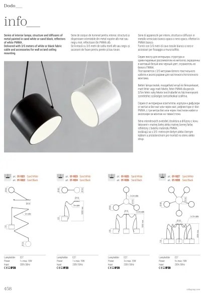 Redo 01-1821 - Lustr na lanku DODO 1xE27/15W/230V pavouk bílá