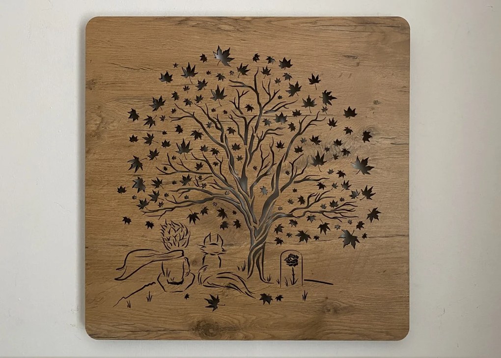 Li-Go "Malý princ" světelný obraz s baterií 62x62cm varianta: ovládání na obraze bez dálkového ovladače, provedení: dub světlý