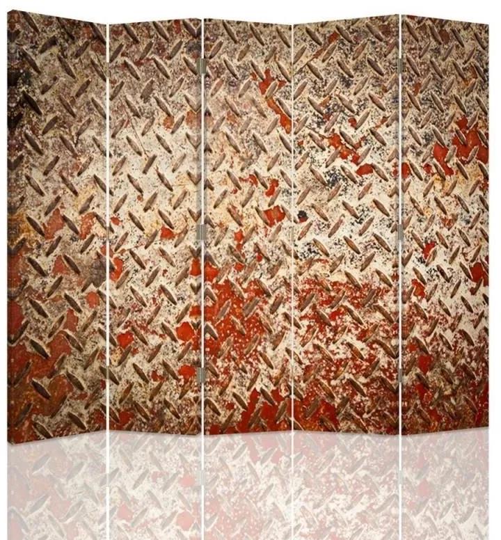 Ozdobný paraván Rezavý plech - 180x170 cm, pětidílný, obustranný paraván 360°