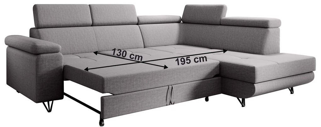 Kondela Rozkládací sedací souprava, světle šedá, pravá, JOGI ROH