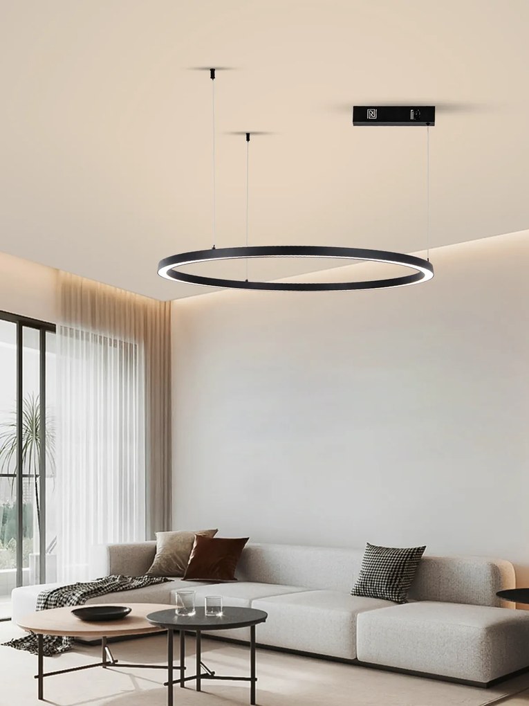 Immax NEO FINO NEW Smart závěsné svítidlo 1 kruh, 80cm, 60W, černé, Zigbee 3.0