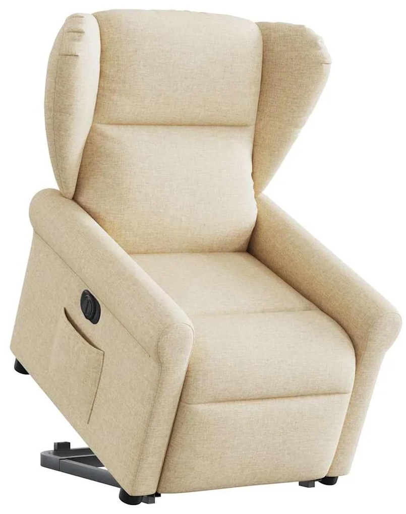 Elektrické zvedací polohovací křeslo krémové textil 3303402