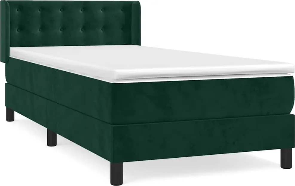 Box spring postel s matrací tmavě zelená 80 x 200 cm samet 3131168