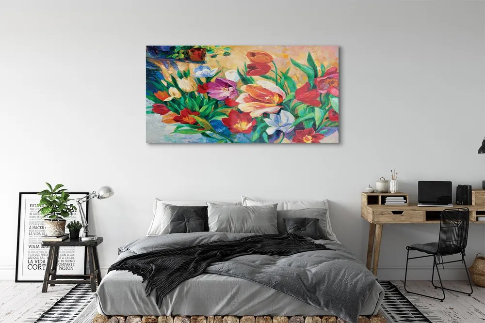 akrylový obraz květiny 140x70 cm