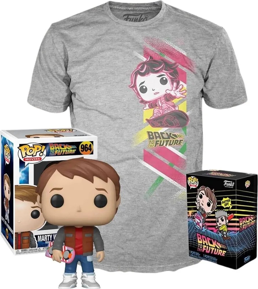 Funko llc funko pop & tee: bttf- marty w/hoverboard- m