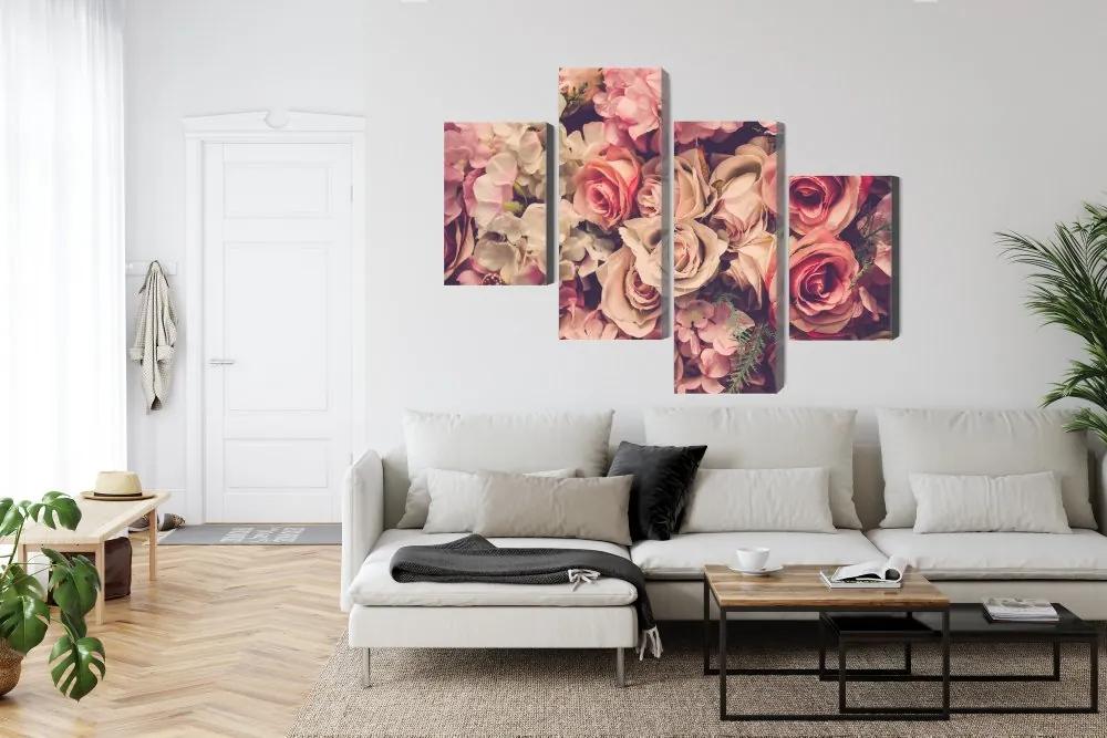 Vícedílný obraz Jemné Barevné 3D Květiny Nedostatek Nedostatek Plátno Canvas 80x50