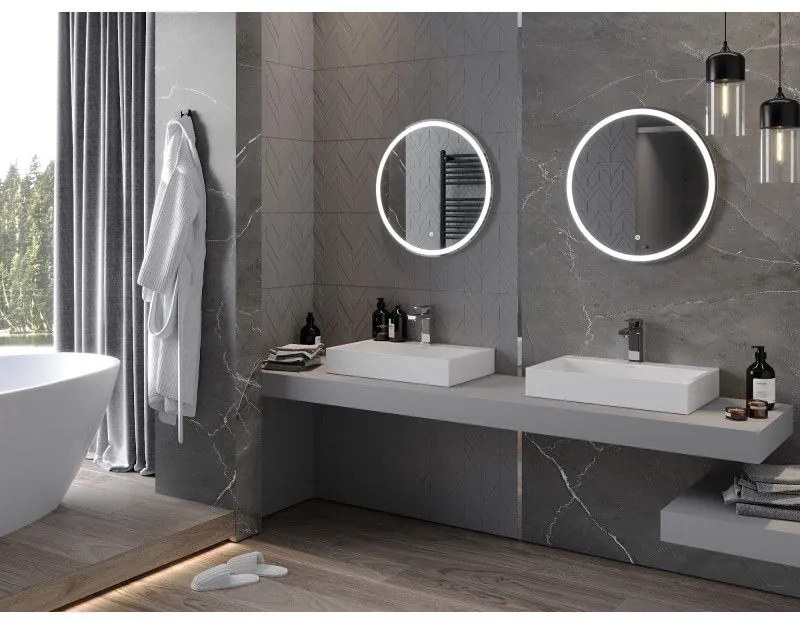 Mexen Gobi, LED kulaté koupelnové zrcadlo s podsvícením 60 cm, 6000K, ochrana proti zamlžování, 9801-060-060-611-00