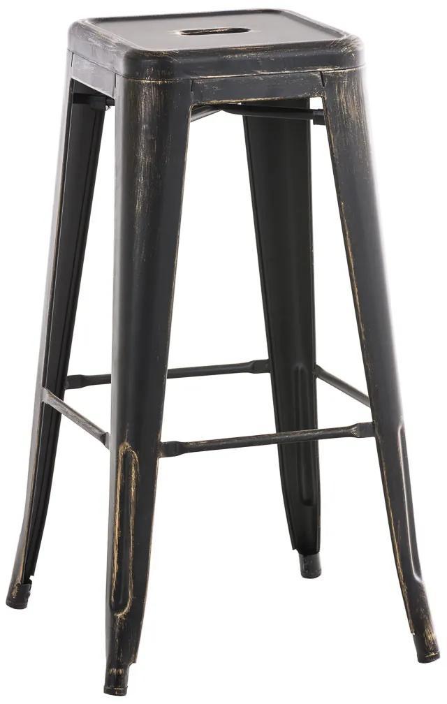 Kovová barová židle Josh - Černo-zlatá antik