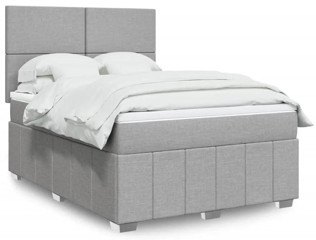 Box spring postel s matrací světle šedá 160 x 200 cm textil 3291712