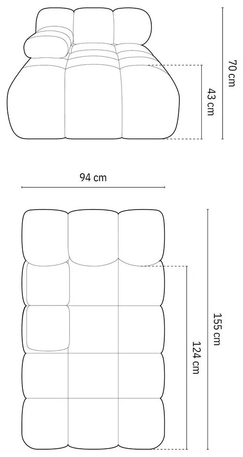 Světle šedý modul pohovky z textilie bouclé (levý roh) Bellis – Micadoni Home