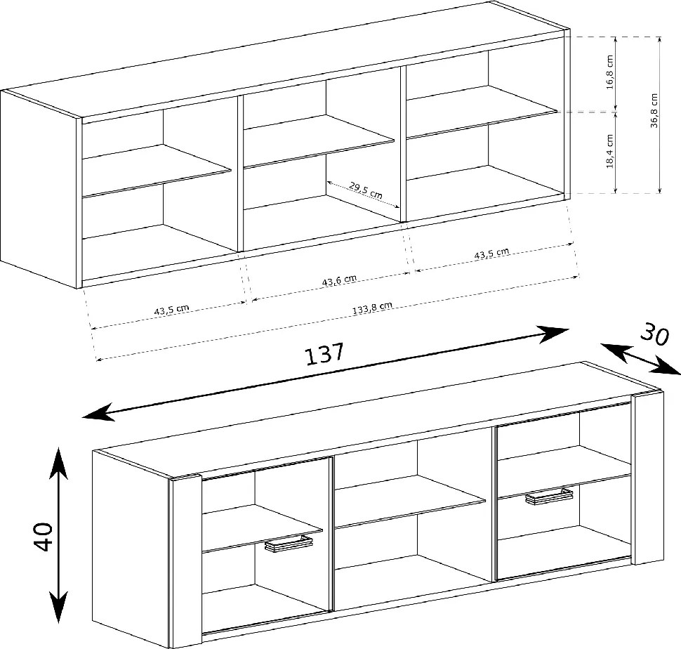 Obývací stěna INDIANAPOLIS | sestava F | 370 cm | jasan světlý
