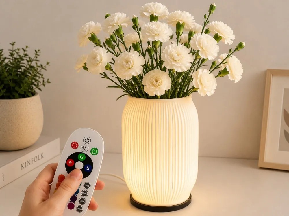 Verk Group Stolní lampy s vázou na květiny, dekorativní 2 v 1, led rgb, s dálkovým ovládáním