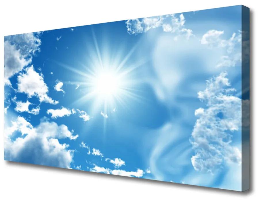 Obraz na plátně Slunce Mraky Nebe Modř 120x60 cm