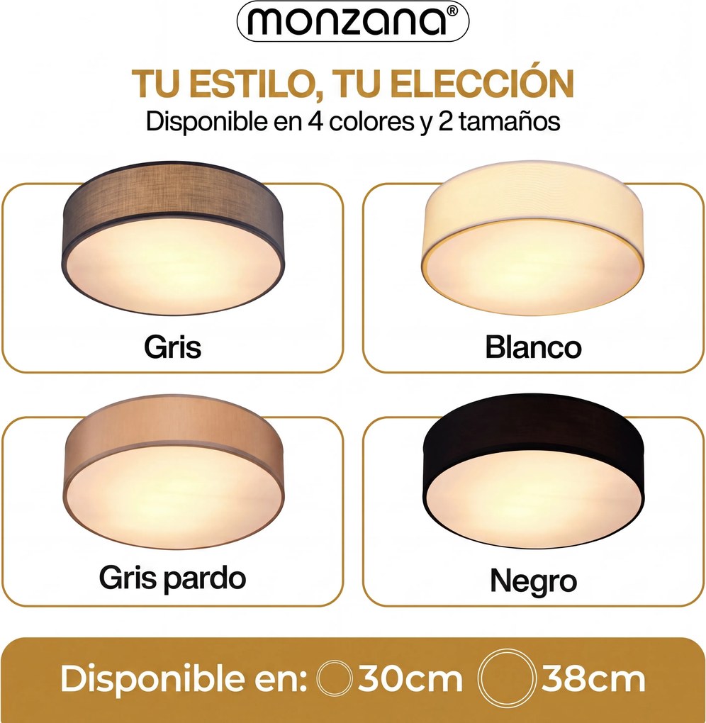 Stropní svítidlo bílý textil Ø38cm