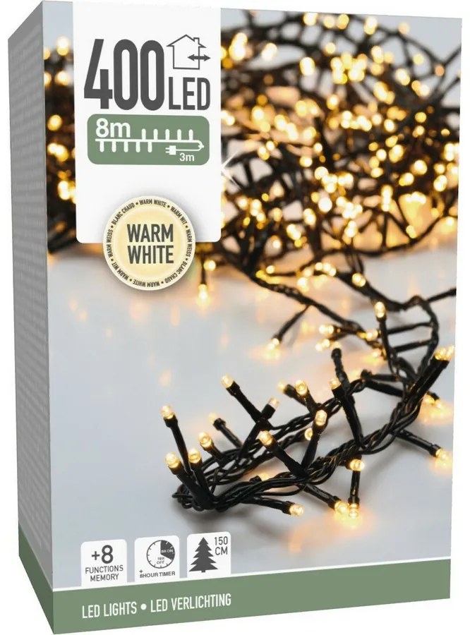 Vánoční světelný řetěz Twinkle, 400 mini teplá LED, 8 m