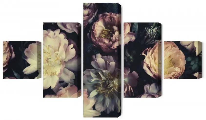 Vícedílný obraz Kytice Barevných Květin Ve Vintage Stylu Nedostatek Nedostatek Plátno Canvas 250x150