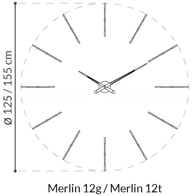 Designové nástěnné hodiny Nomon Merlin Walnut 125cm