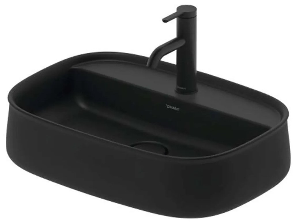 Duravit Zencha - Umyvadlo na desku 55x39 cm, bez přepadu, otvor pro baterii, DuraCeram, WonderGliss, antracit mat 23745513711