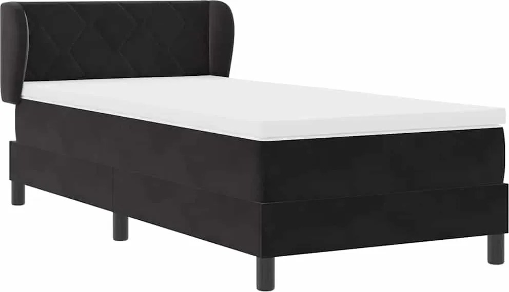 Postel s boxspringem s čelo Černá 90 x 200 cm samet 3340426