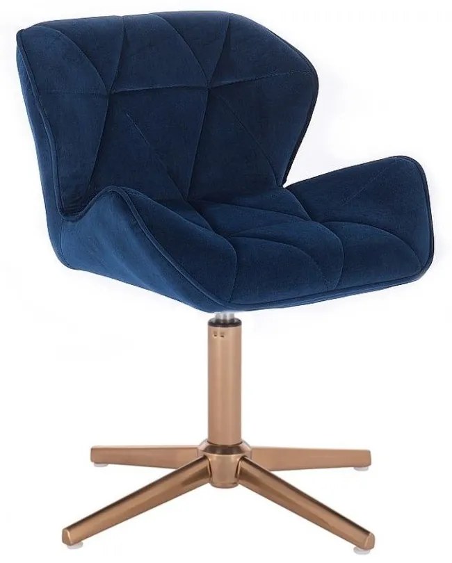 LuxuryForm DESIGN Otočná židle MILANO VELUR na zlatém kříži - modrá