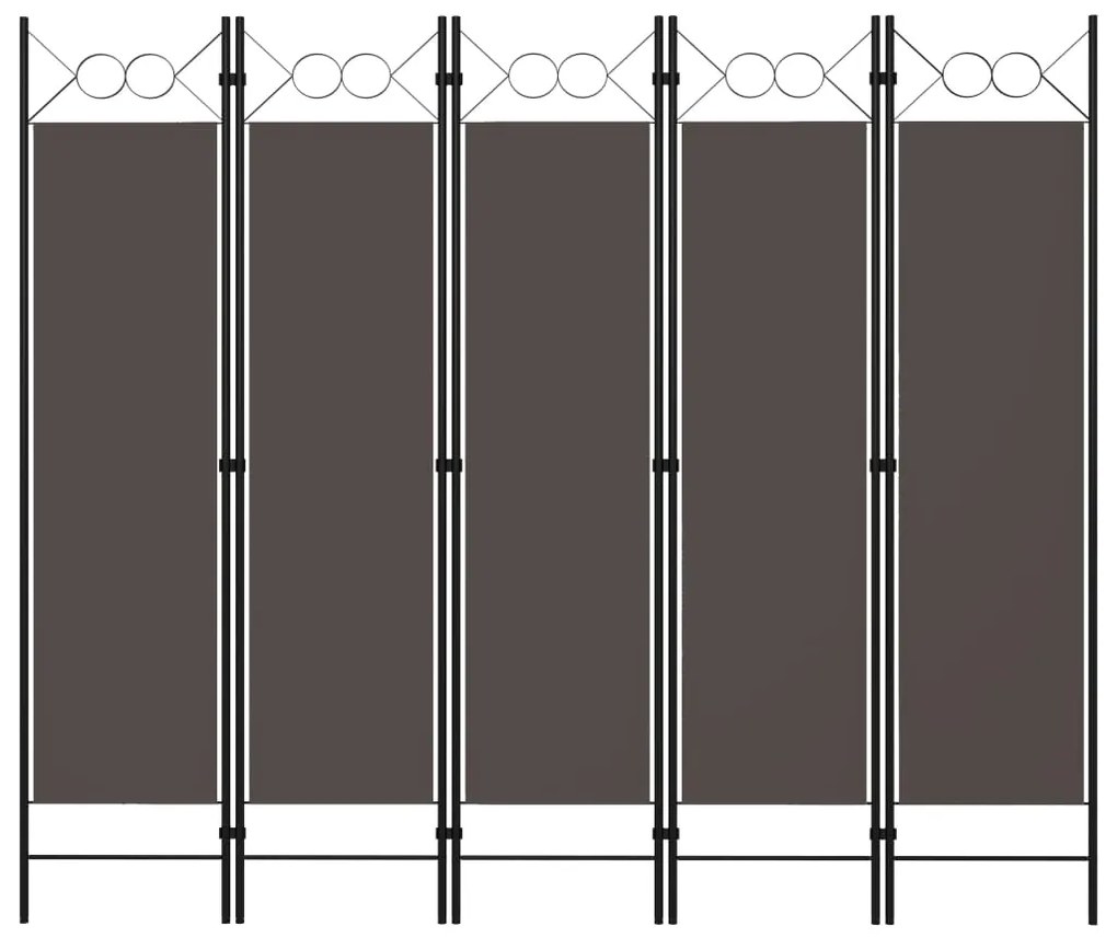 5dílný skládací paraván antracitový 200 x 180 cm