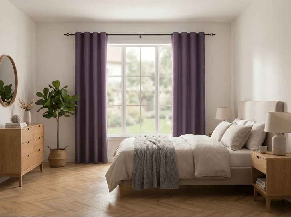 Zatemňovací závěs DUNES VELVET 140x250 cm, fialový Zavěšení: Kovové kroužky
