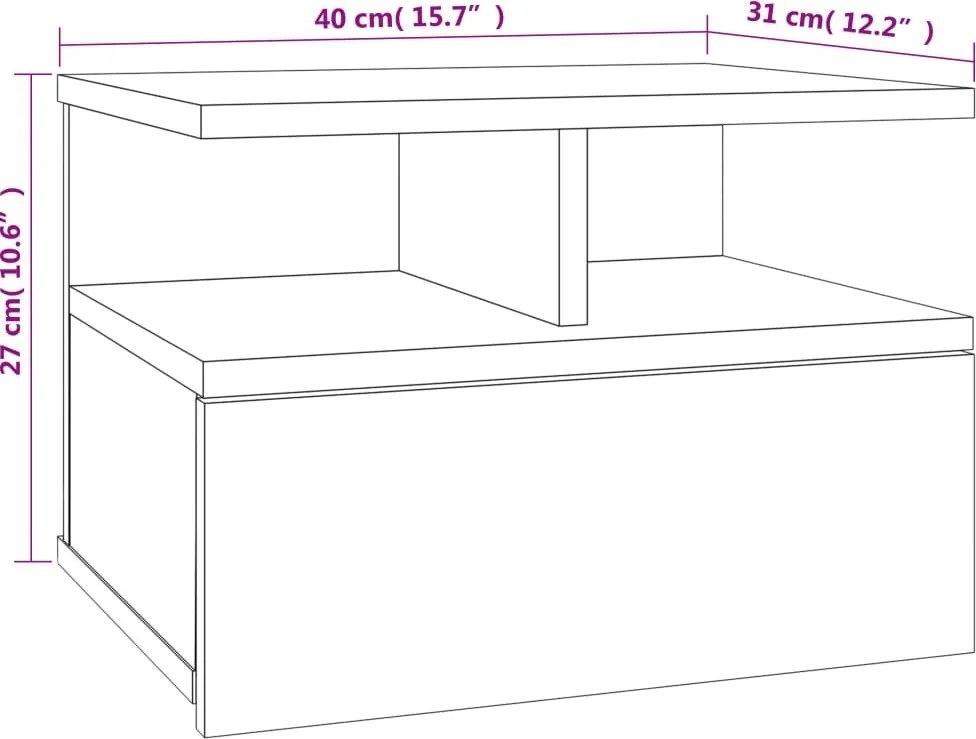 vidaXL Plovoucí noční stolky 2 ks 40 x 31 x 27 cm kompozit [800414] Barva: Betonová šedá