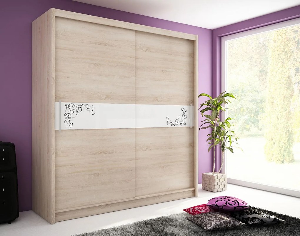 Šatní skříň s posuvnými dveřmi Medeila 10, LTD + MDF + ABS