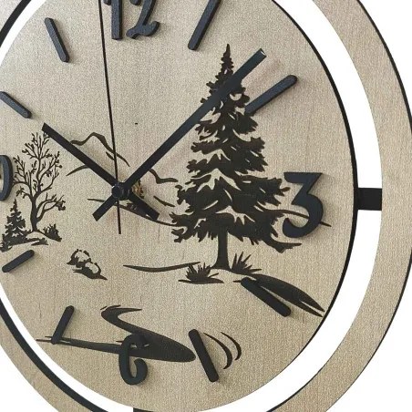 Dřevěné nástěnné hodiny s motivem lesa - moderní design | SENTOP HDF0607-čiene-ruky