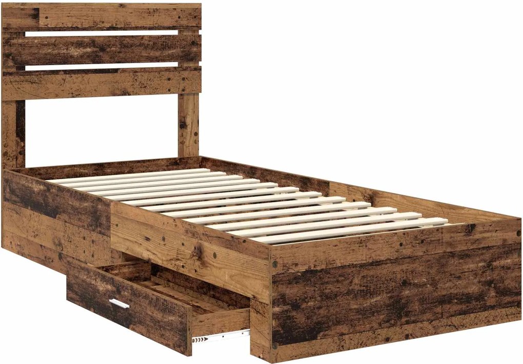 Rám postele s čelo Staré dřevo 90 x 190 cm Kompozitní dřevo 3411697