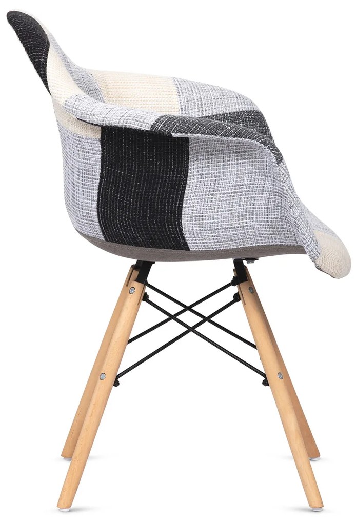 AUTRONIC Jídelní židle, potah látka patchwork, dřevěné nohy, masiv přírodní buk CT-767 PW2