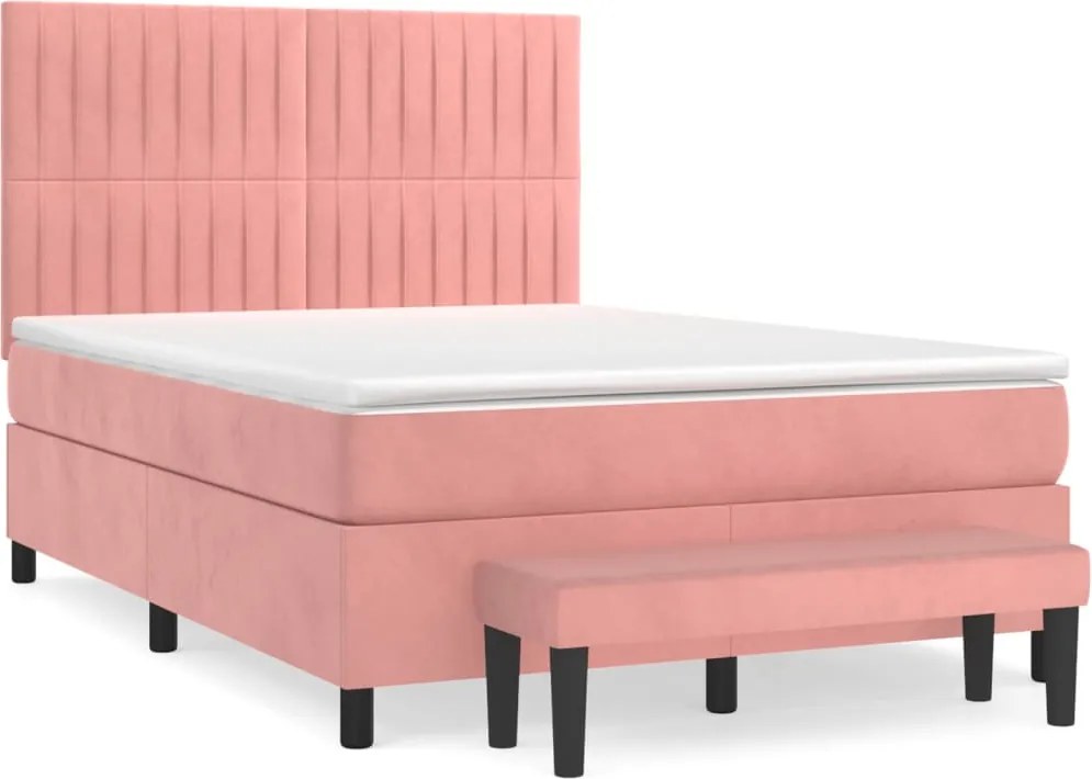 Box spring postel s matrací růžová 140x200 cm samet 3137970