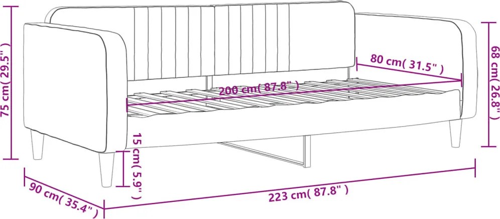 vidaXL Válenda 80 x 200 cm samet [354082] Barva: Černá