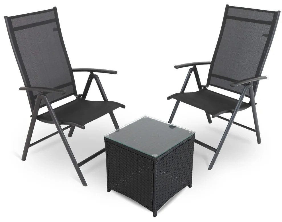 Zahradní balkonový set Fulvio - 2 židle, černá