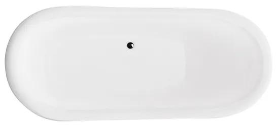 Besco Volně stojící vana ze sanitárního kompozitu Amelia Glam S 190x77 bez přepadu Barva: Bílá/stříbrná, Rozměry (cm): 189x76,5, Varianta: bez přepadu, nohy: ČERNÉ