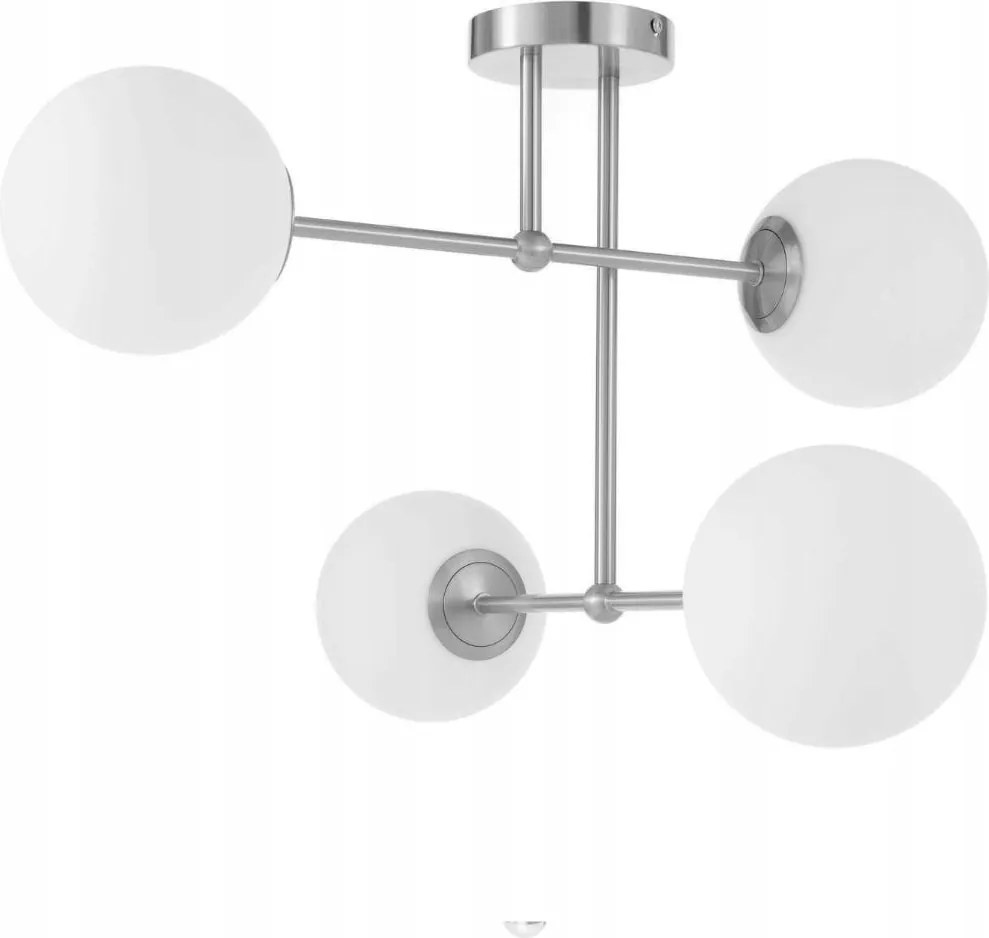 Stropní svítidlo stříbrná Milano Tower 4 stínidla mléčné koule stříbrná
