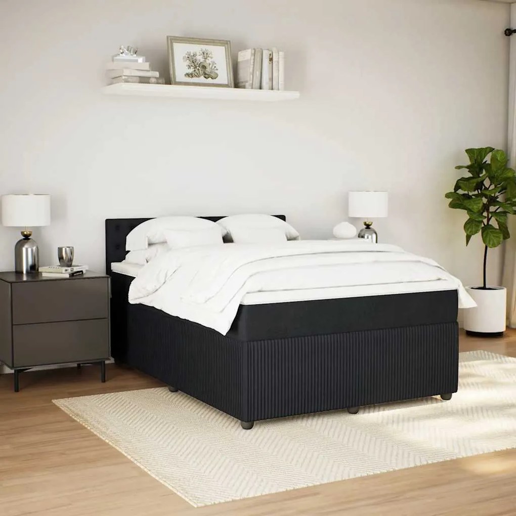 Box spring postel s matrací černá 160x200 cm samet 3290096