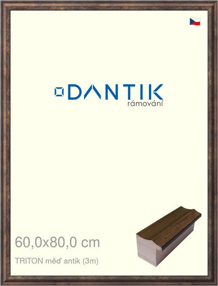 DANTIK rámeček 60x80 | TRITON měď antik (Plexi Čiré)
