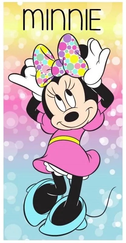 Pestrobarevná plážová osuška Minnie Mouse - Disney - 100% bavlna, froté 300 GSM - 70 x 140 cm