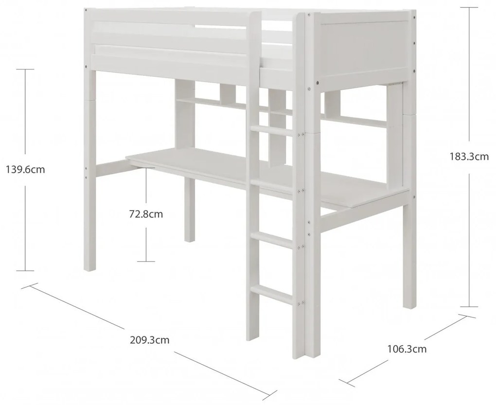 FN Vysoká postel s prac. deskou a policemi Romantic 461 bílá