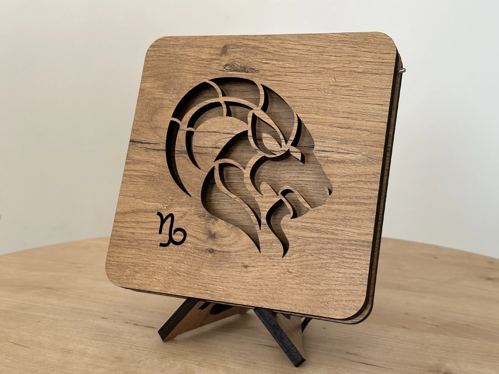 Li-Go Znamení "Kozoroh" lampa 19x19cm provedení povrchu: ořech