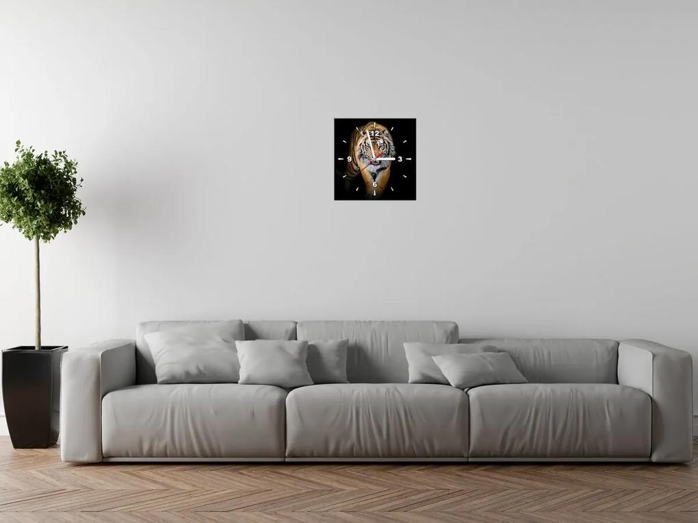 Gario Obraz s hodinami Silný tygr Rozměry: 30 x 30 cm