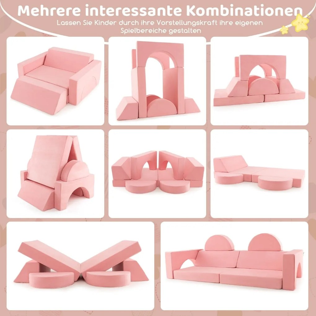 Costway Modulární dětská pohovka Play Sofa Modulární pohovka s odnímatelným